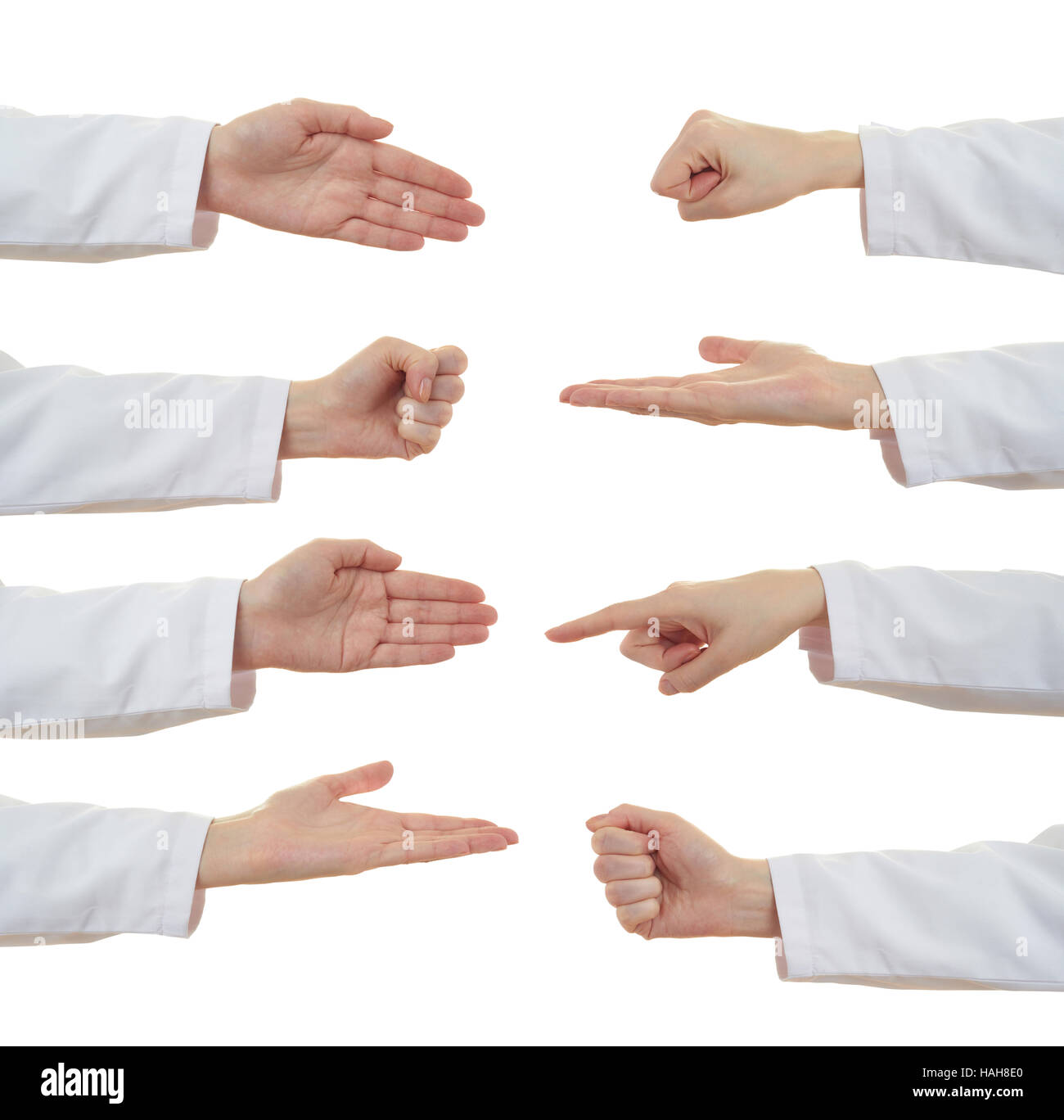 Set of doctor female hand over white isolated background Stock Photo ...