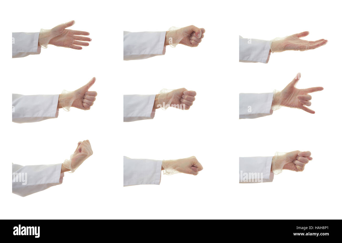 Set of doctor female hand over white isolated background Stock Photo ...