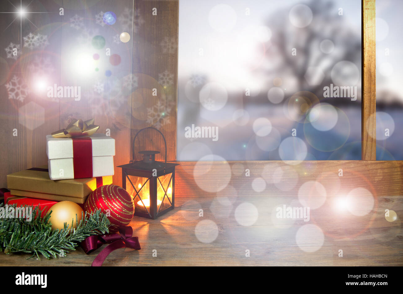 Christmas winter window background Stock Photo - Alamy