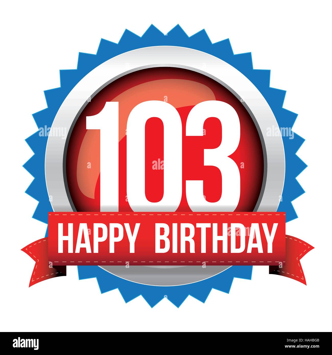 Hundred Three years happy birthday badge ribbon Stock Vector Image ...