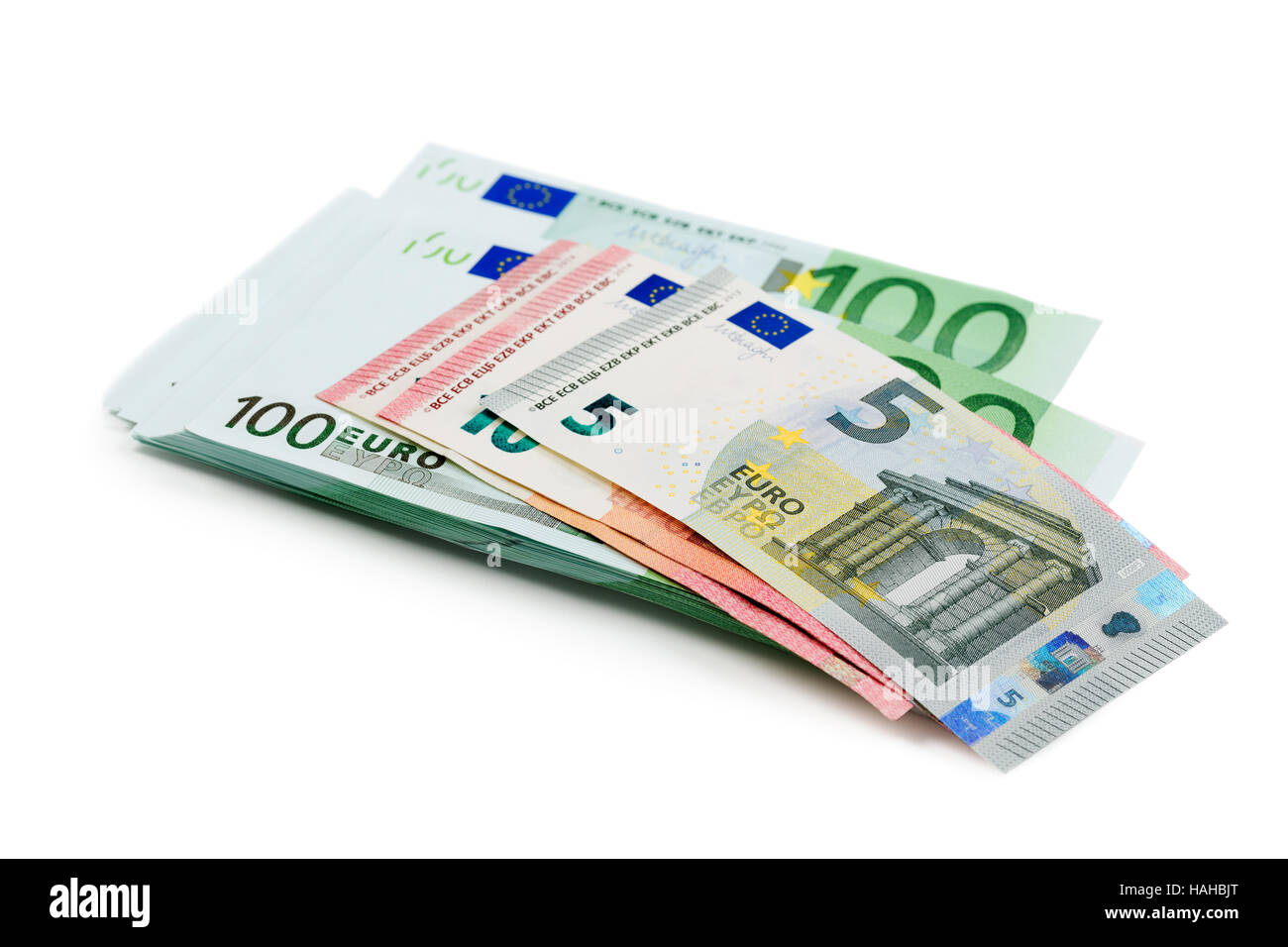 stack of euro banknotes on white isolate Stock Photo - Alamy