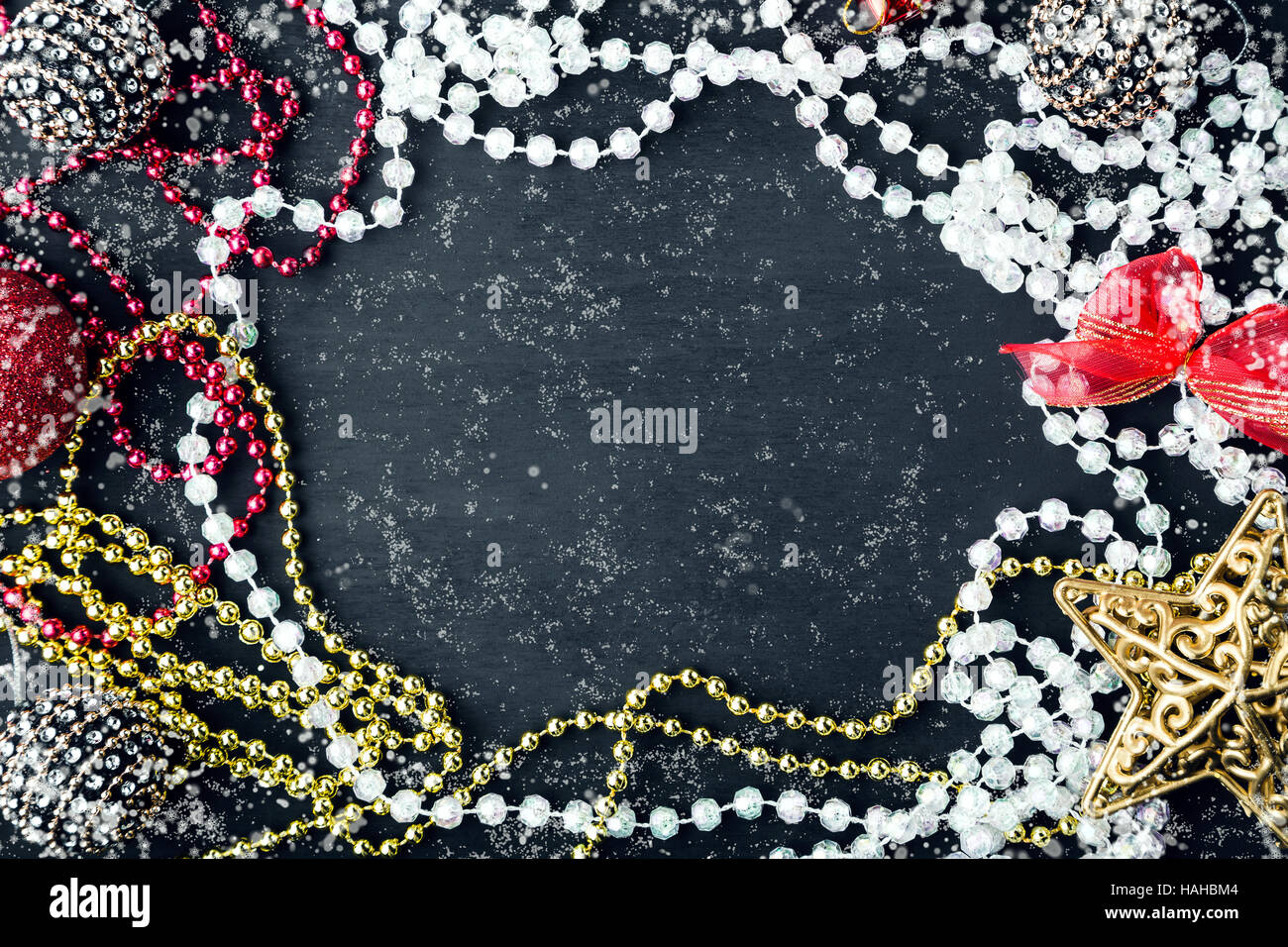 Christmas frame on dark grey background Stock Photo - Alamy