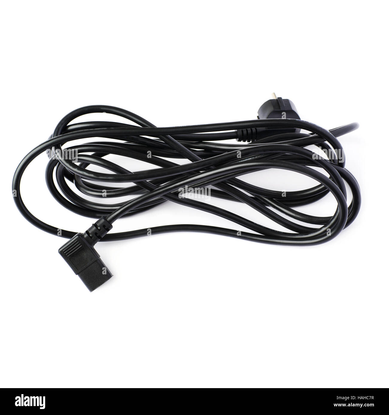 Black electric computer cable isolated over white background Stock ...