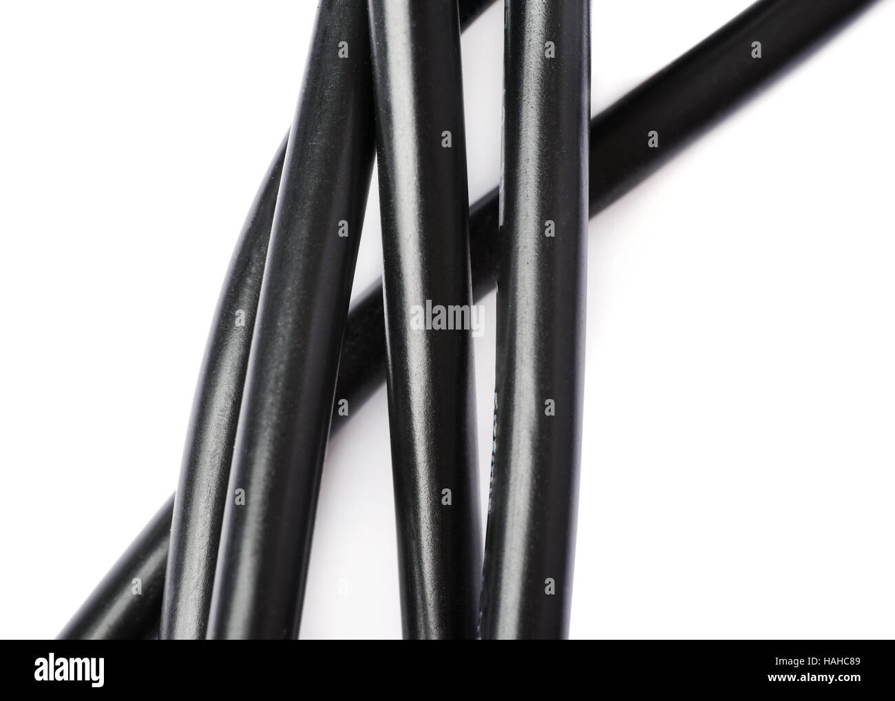Black electric computer cable isolated over white background Stock ...