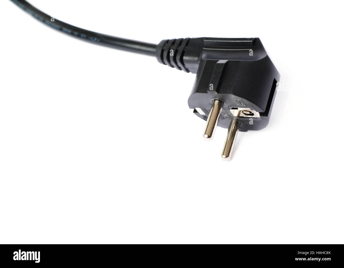 Black electric computer cable isolated over white background Stock ...