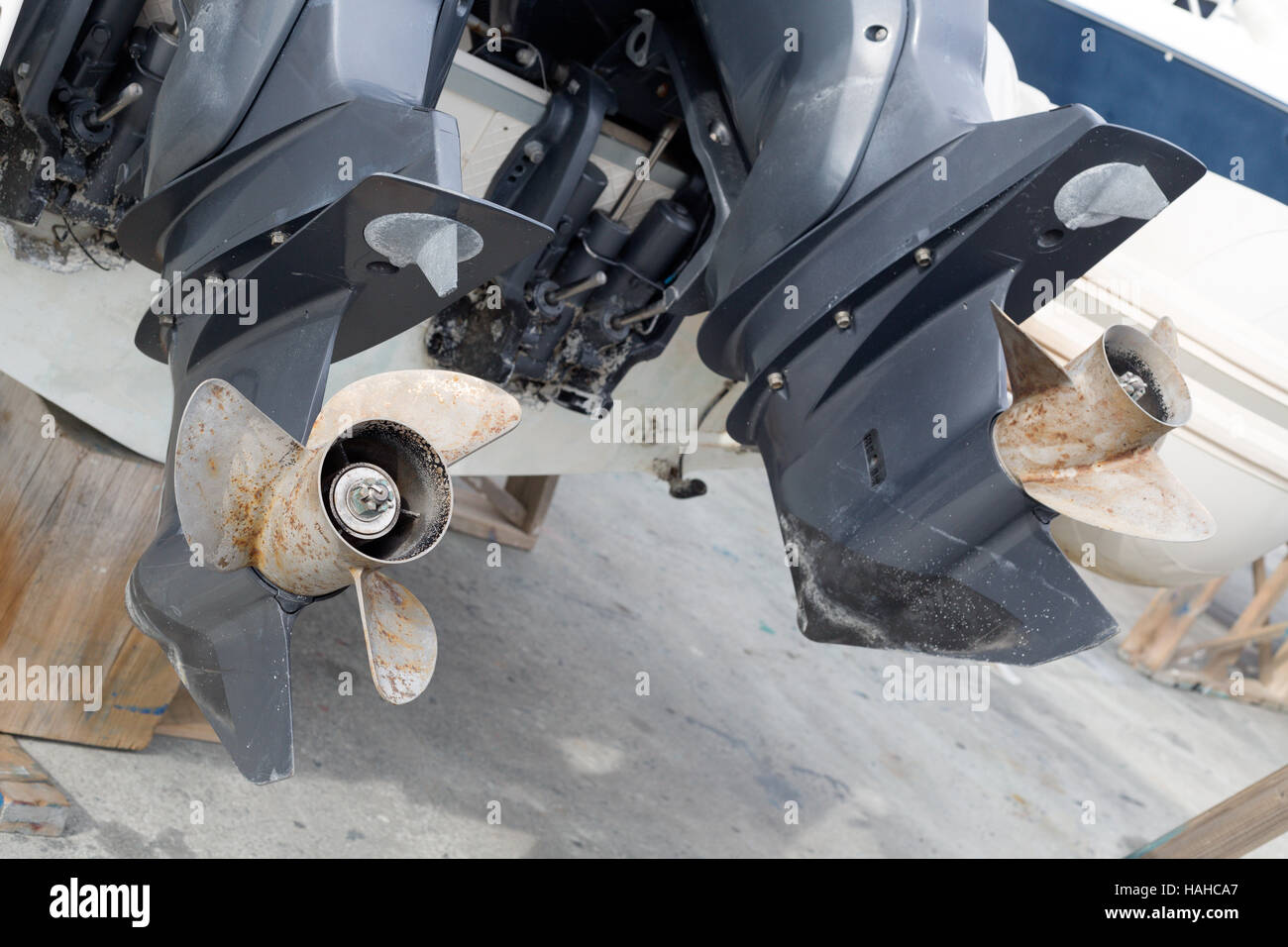 screw motor boat on the stocks on the shipyard Stock Photo - Alamy