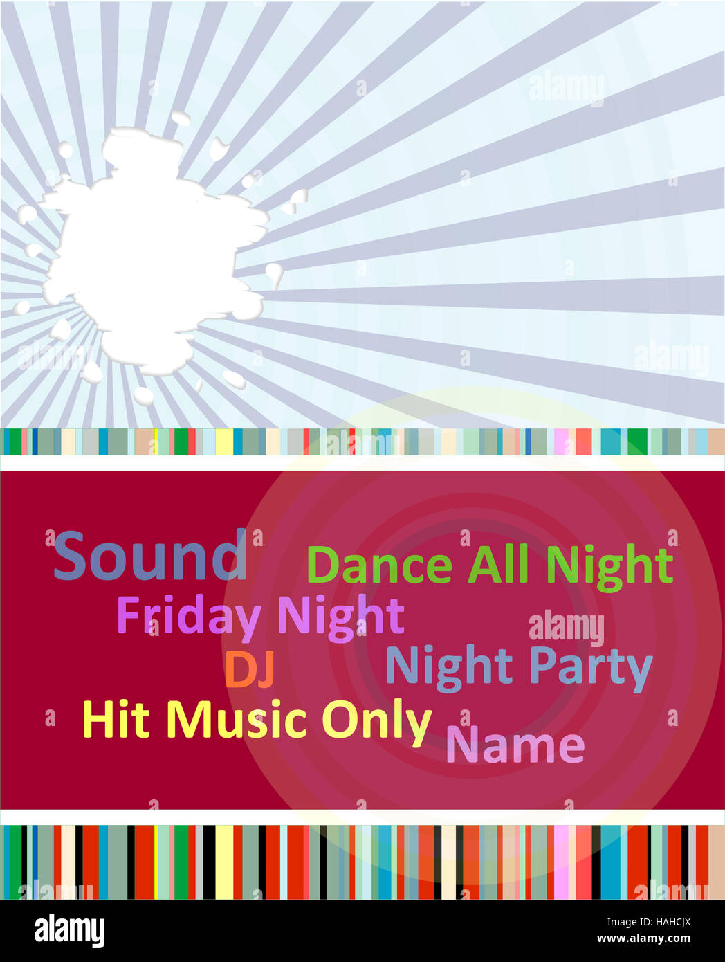 Vertical music party background with colorful graphic elements and text ...
