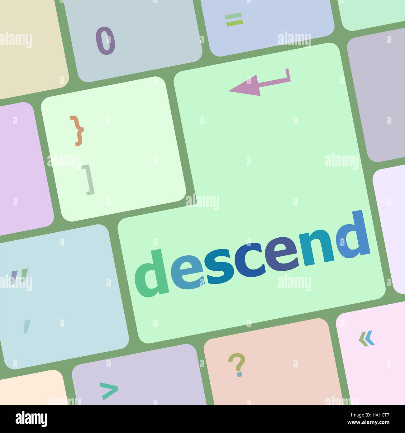descend button on computer pc keyboard key Stock Photo - Alamy