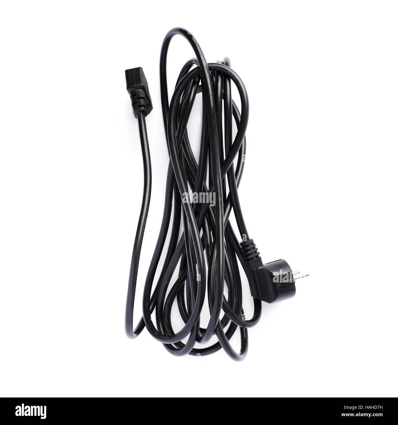 Black electric computer cable isolated over white background Stock ...