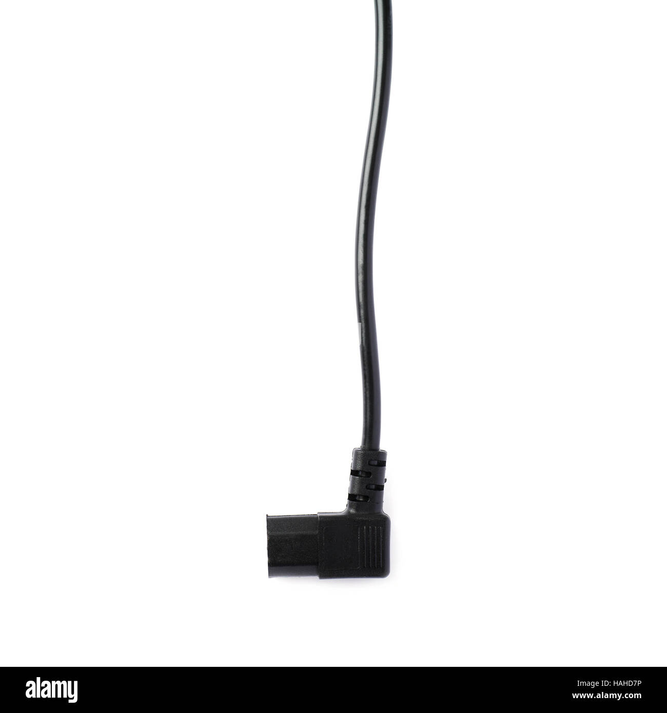 Black electric computer cable isolated over white background Stock ...
