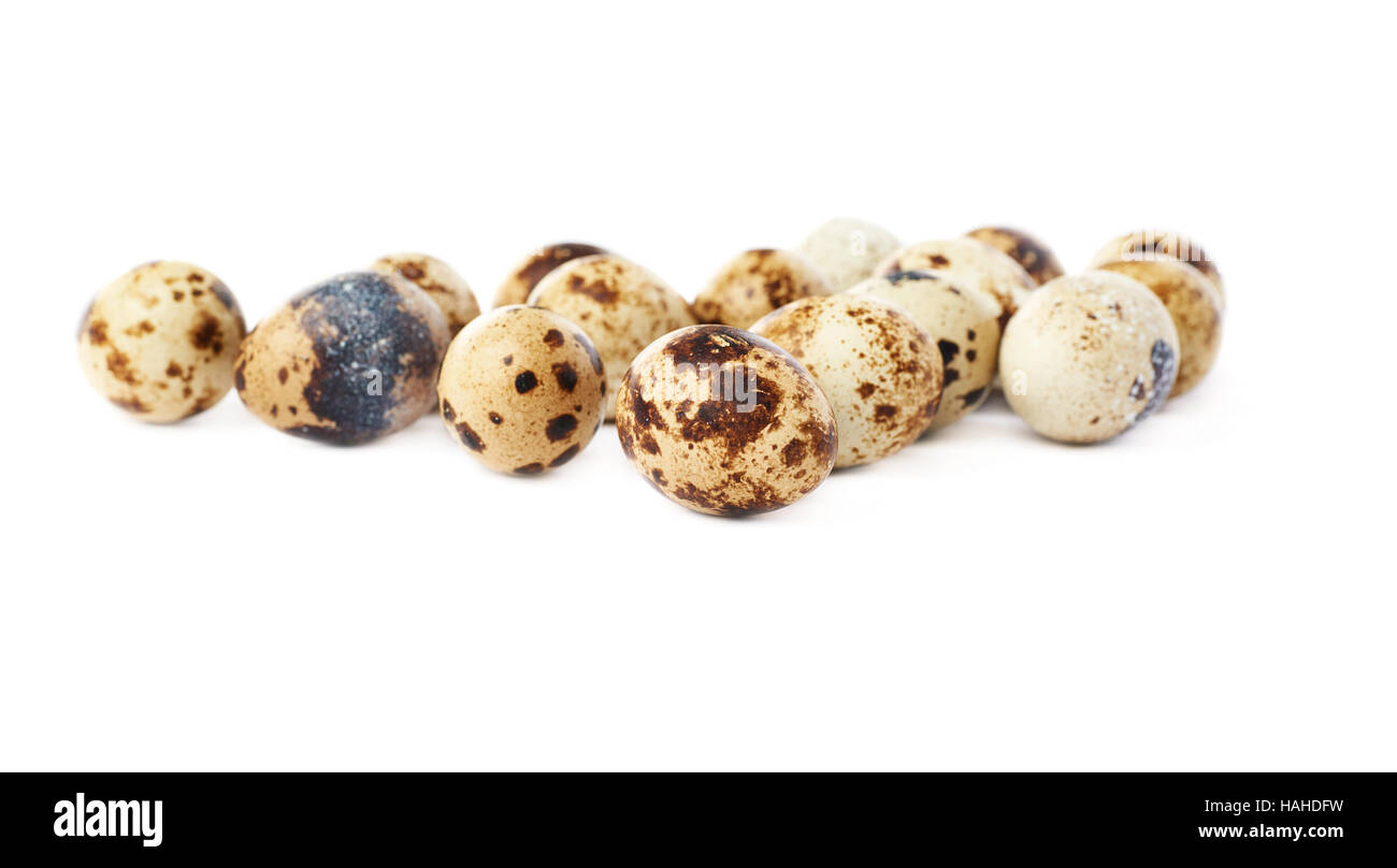 Quail eggs isolated over white background Stock Photo - Alamy