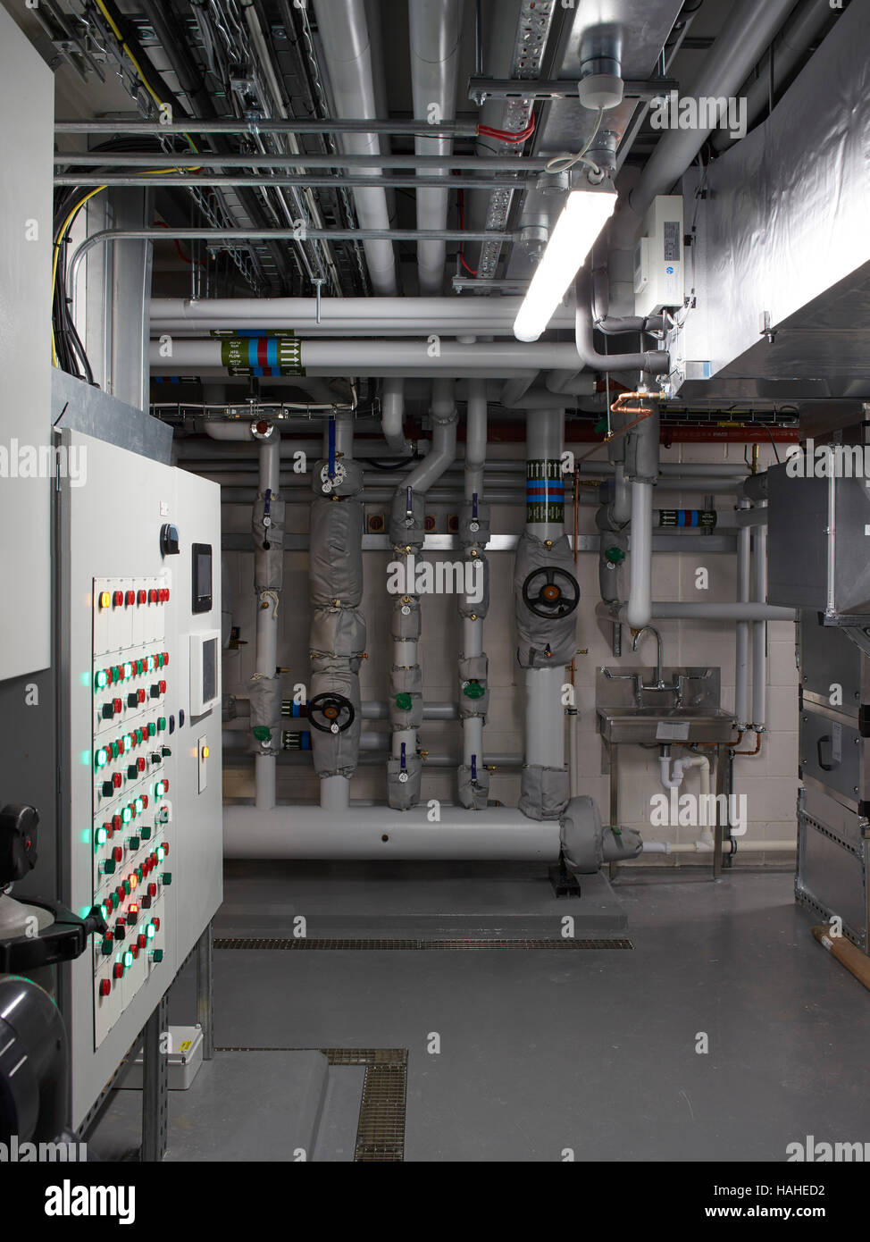 Interior view of services control room in large house. Architectural ...