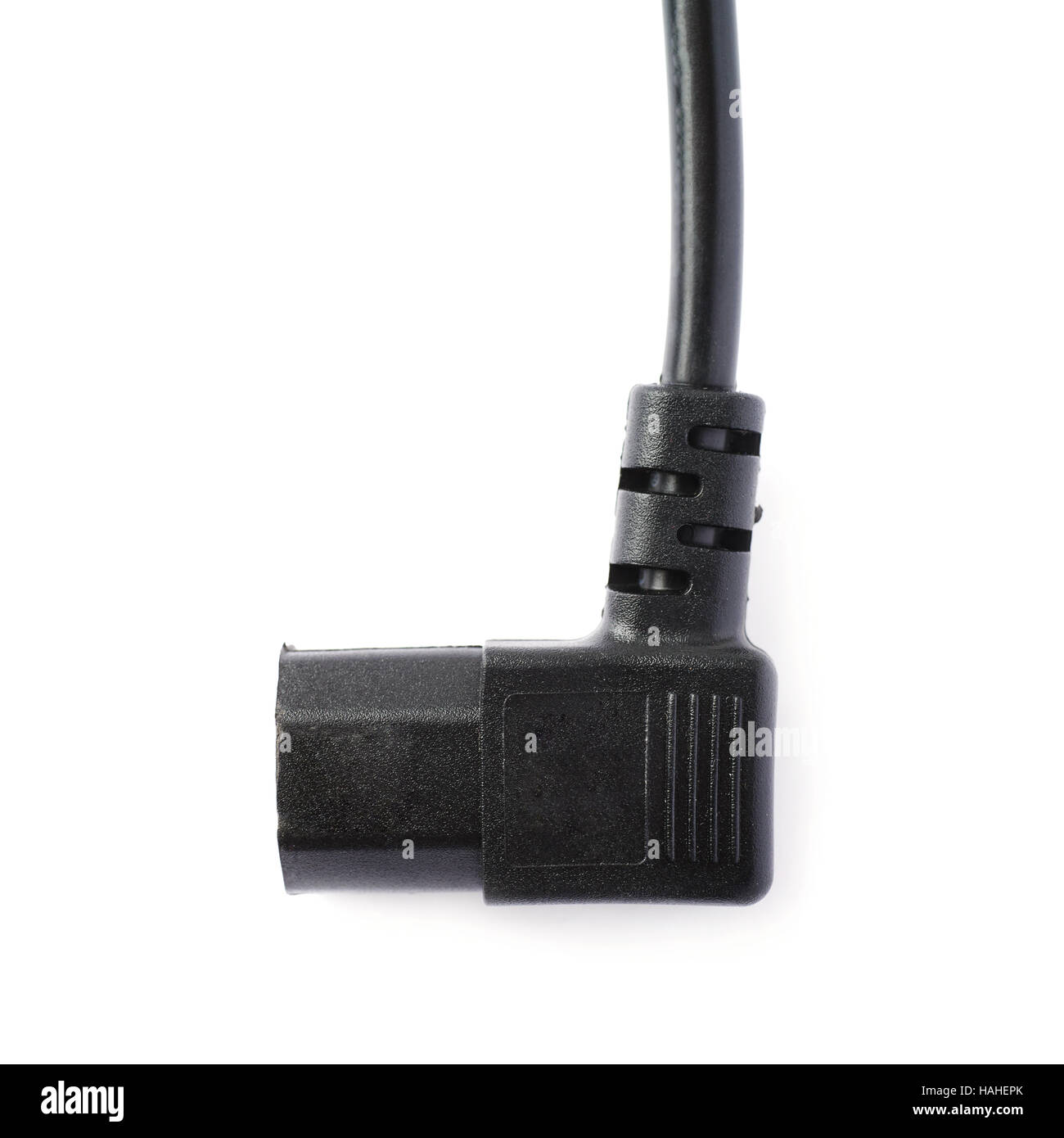 Black electric computer cable isolated over white background Stock ...