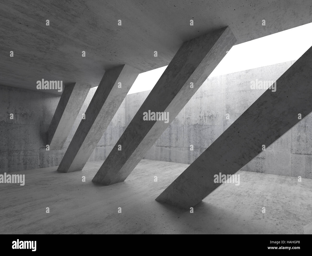 Abstract architecture background, empty interior with diagonal concrete ...