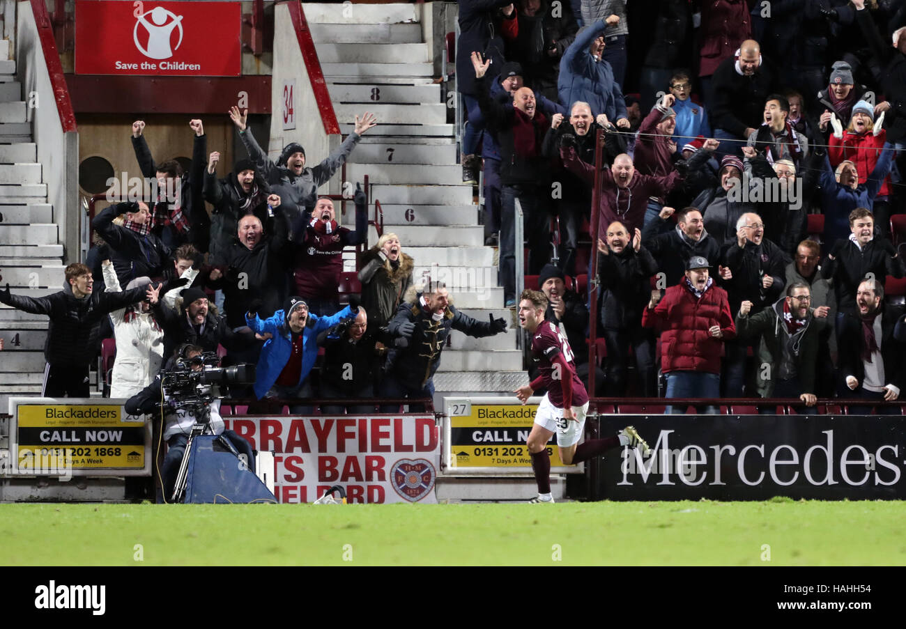 Heart of Midlothian's Robbie Muirhead celebrates scoring his side's ...