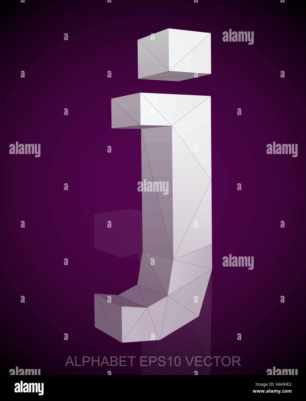 Abstract White 3D polygonal lowercase letter J with reflection. Low ...