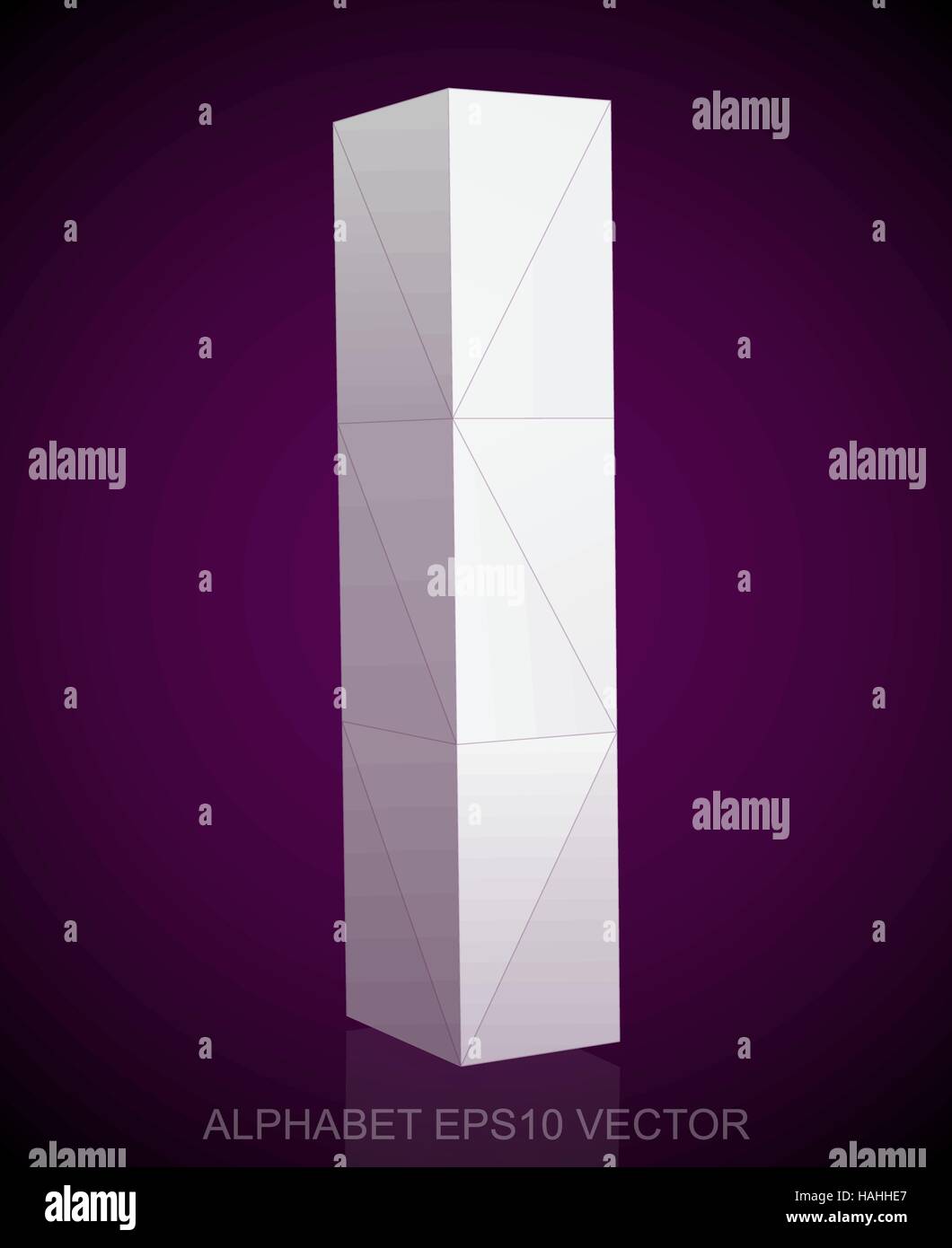 Abstract White 3D polygonal lowercase letter L with reflection. Low ...