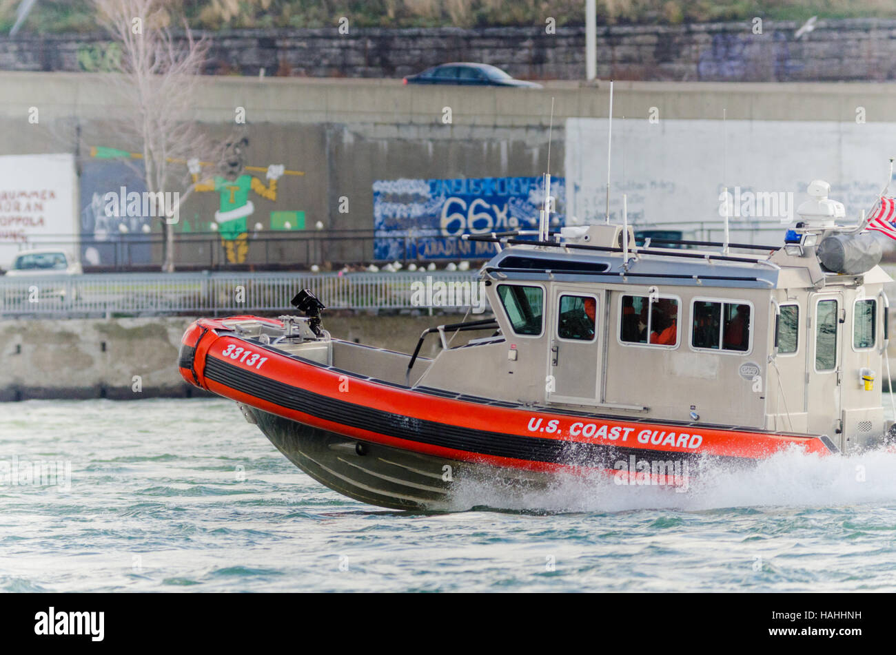 United States Coast Guard patrol boat underway on the Niagara River ...