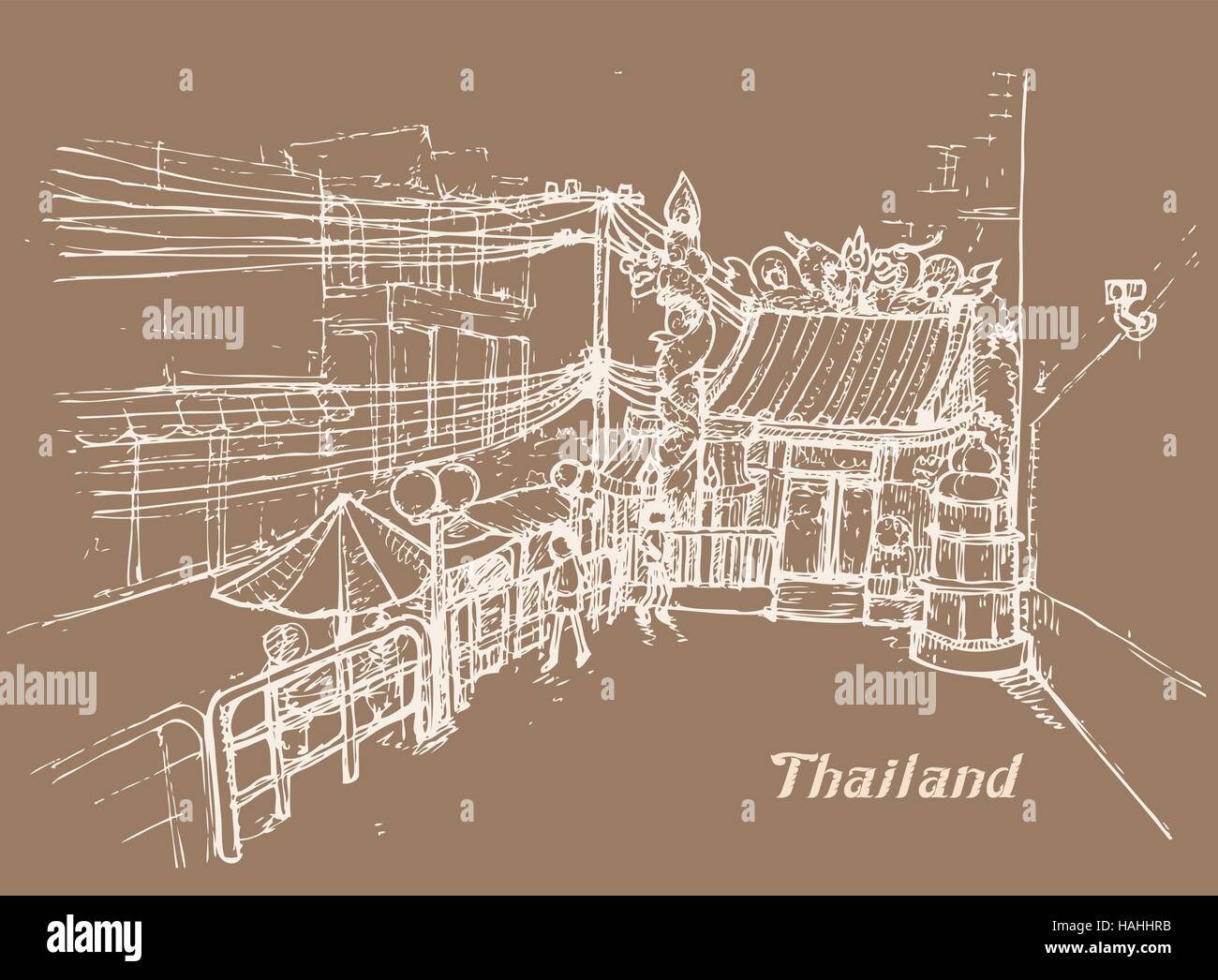 Vector illustration of thailand in sketch style, hand drawing ...