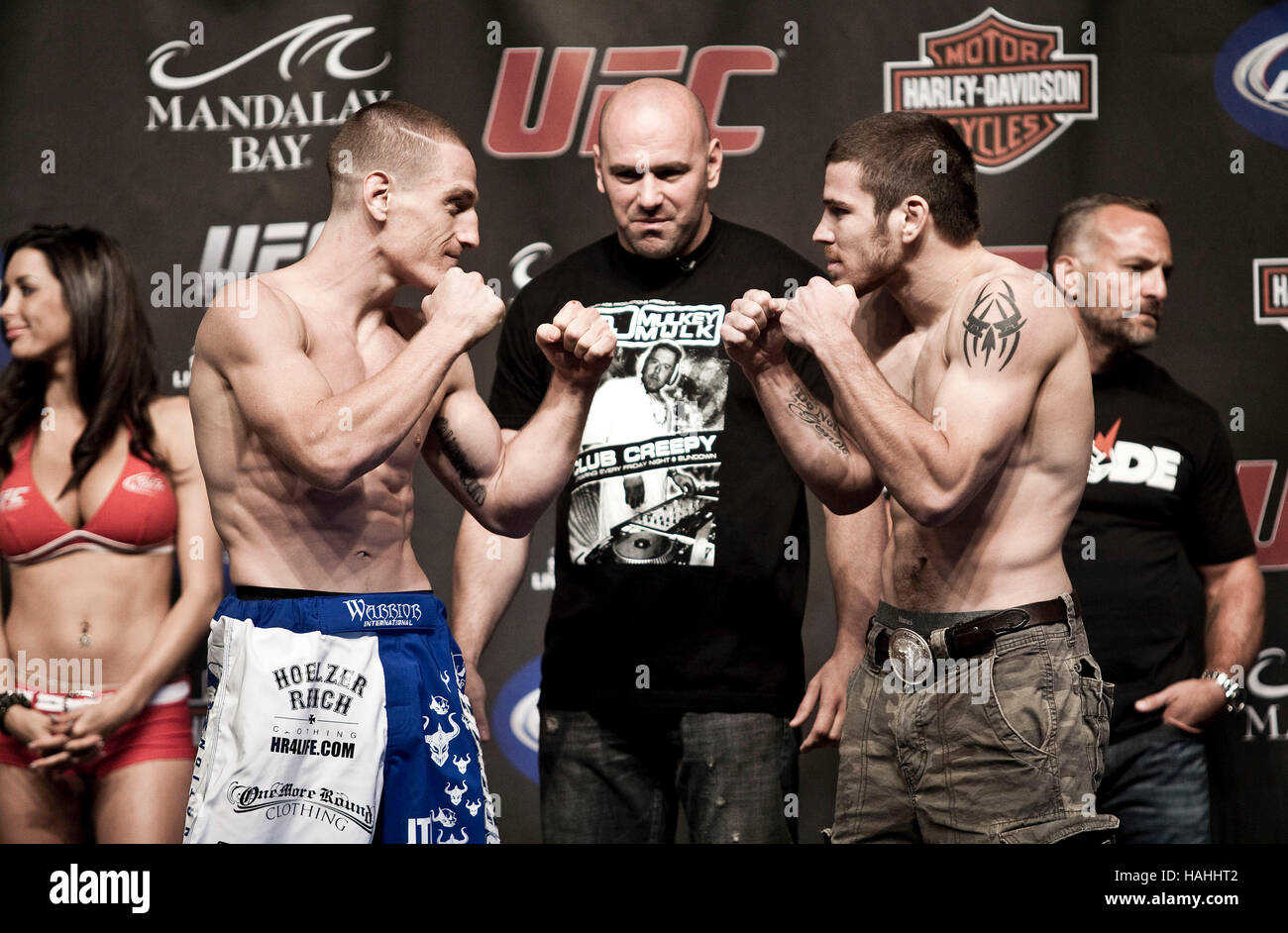 Mac Danzig, left, and Jim Miller at the UFC 100 weigh-ins at the ...