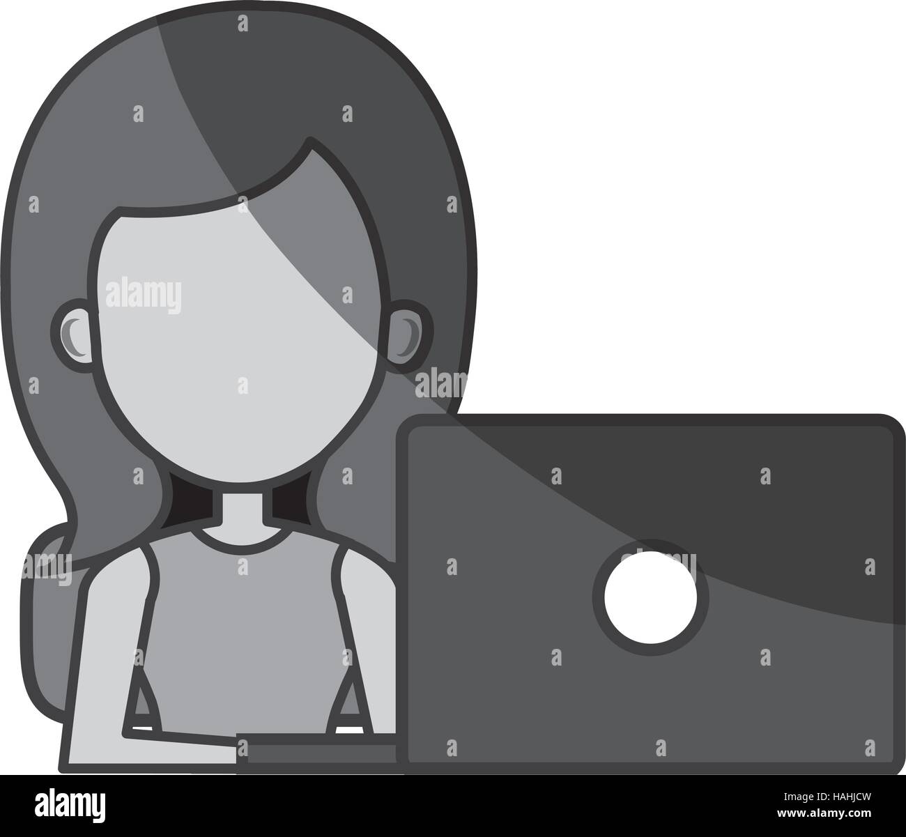 Woman avatar using laptop vector hi-res stock photography and images ...