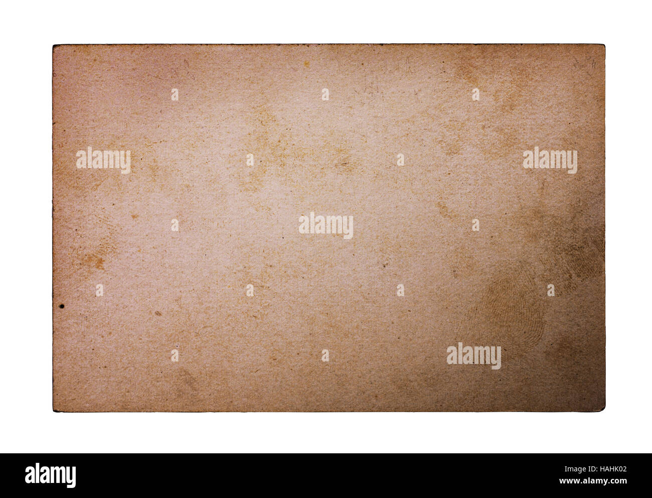 Old grunge card or back side of photo isolated on white background ...