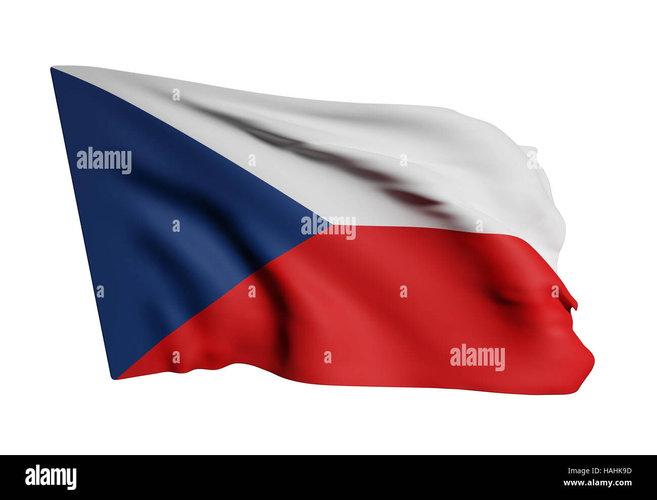 3d rendering of Czech Republic flag waving on white background Stock ...