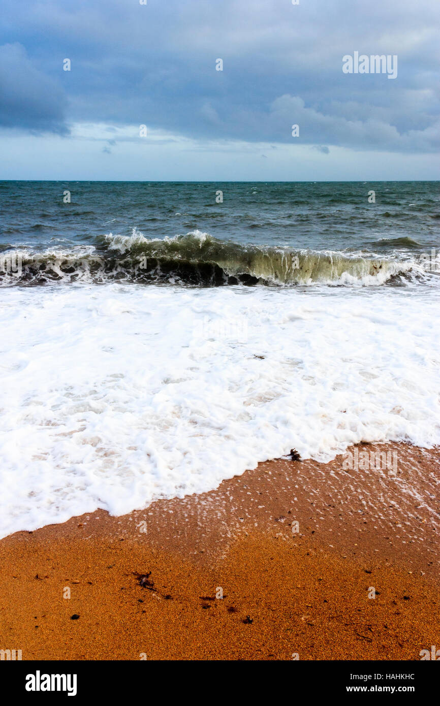 Sea view from the shingle beach at Ringstead Bay, Dorset, England, UK ...