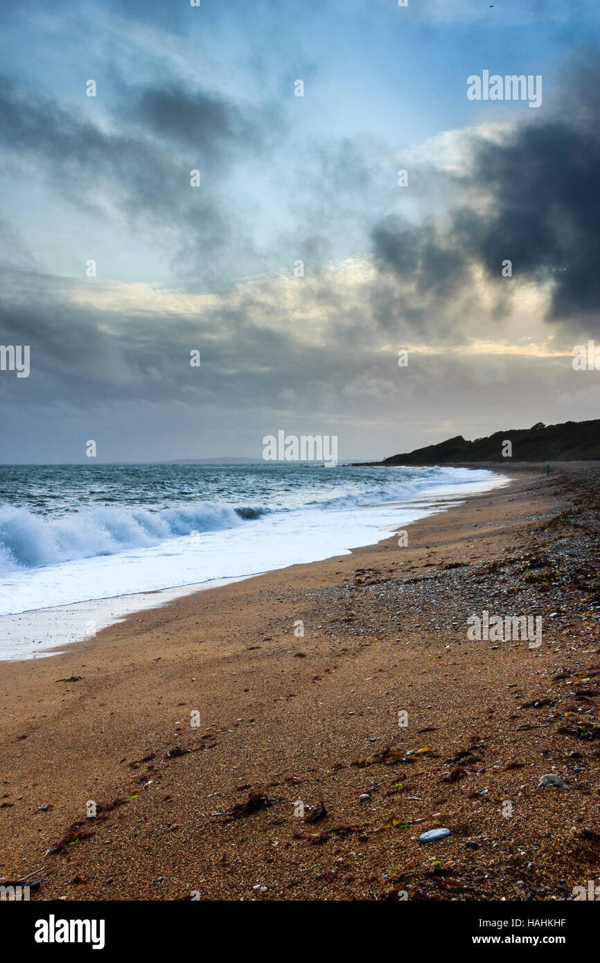 Looking west along the shingle beach at Ringstead Bay, Dorset, England ...