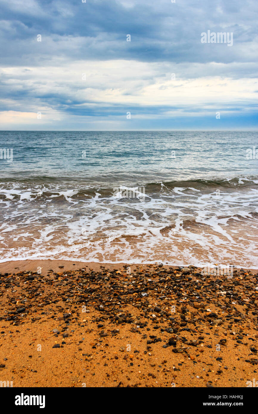 Sea view from the shingle beach at Ringstead Bay, Dorset, England, UK ...