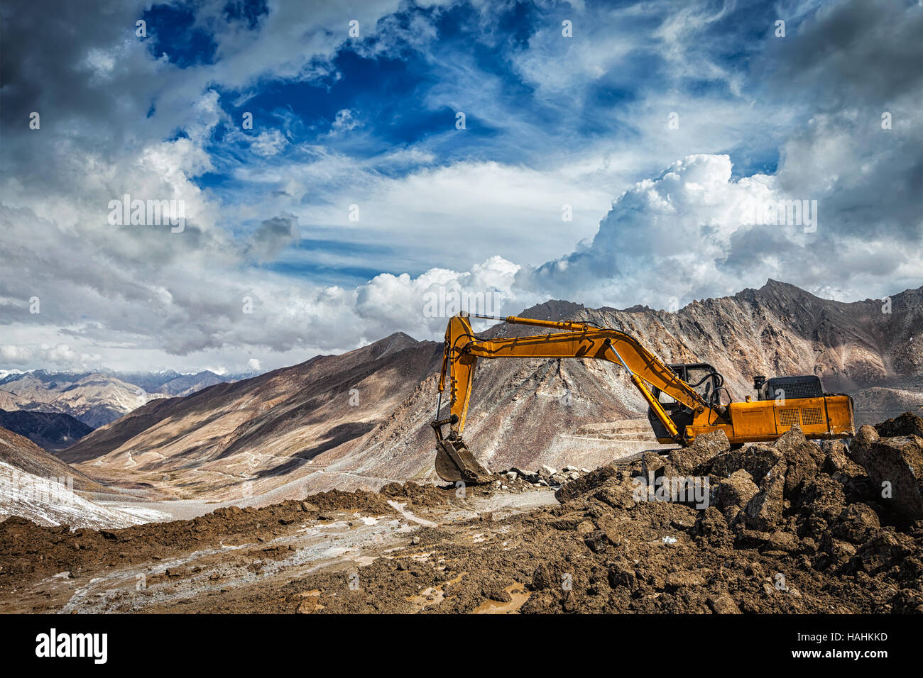 Road construction in mountains Himalayas Stock Photo - Alamy