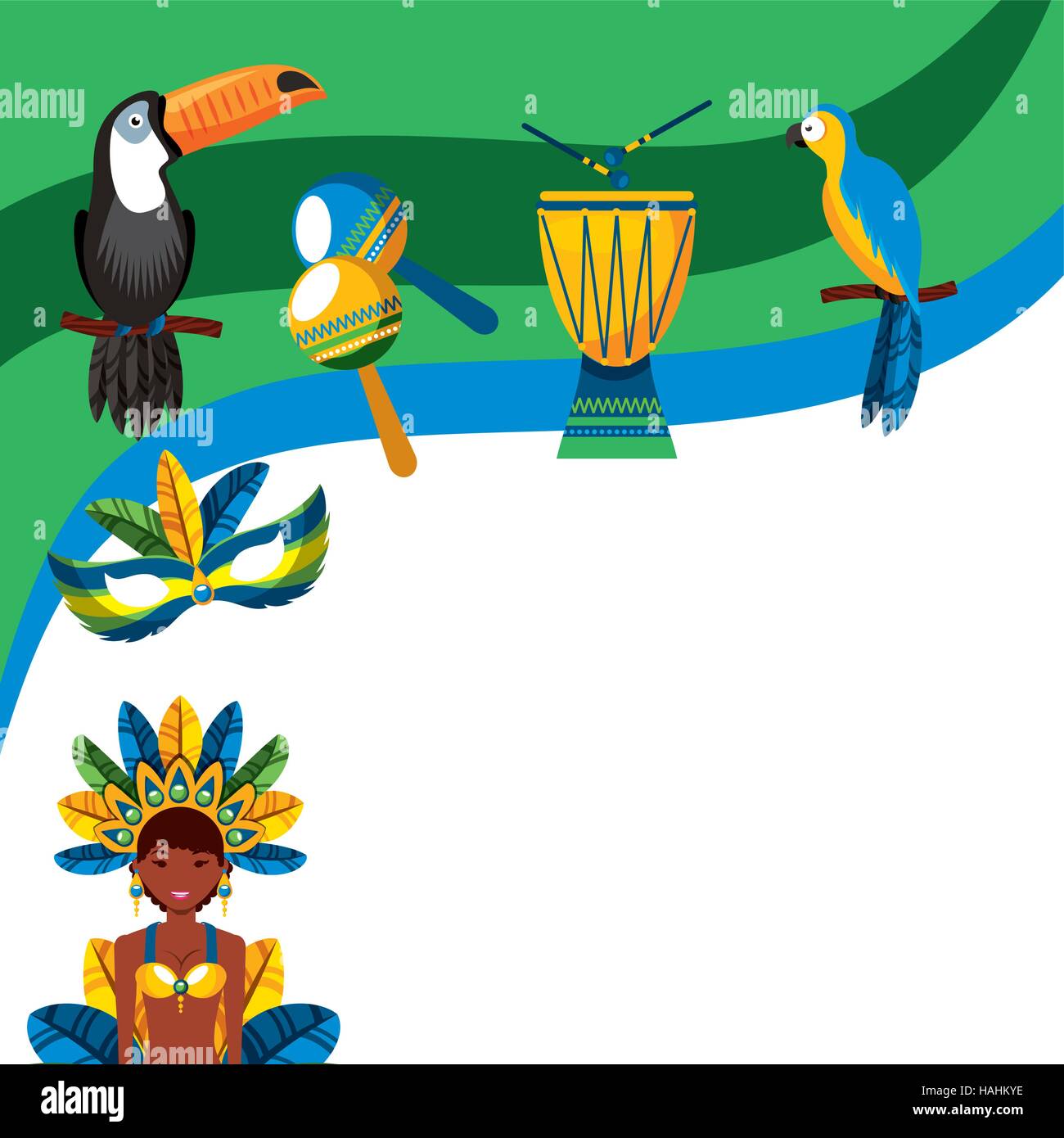 brazilian culture icons over white background. colorful design. vector ...