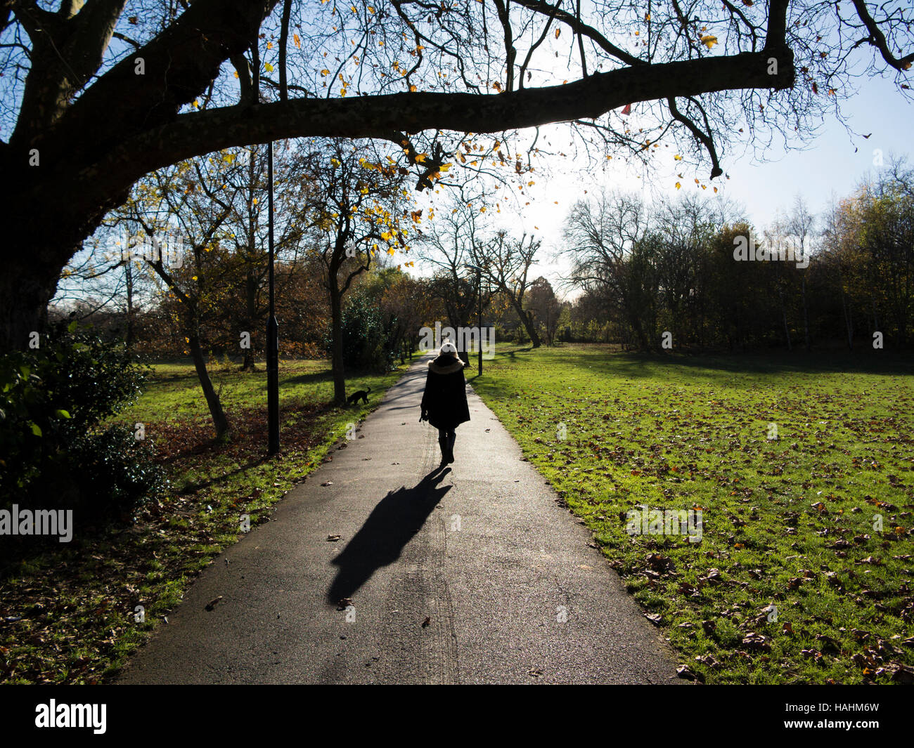 Woman alone happy walk walking park hi-res stock photography and images ...