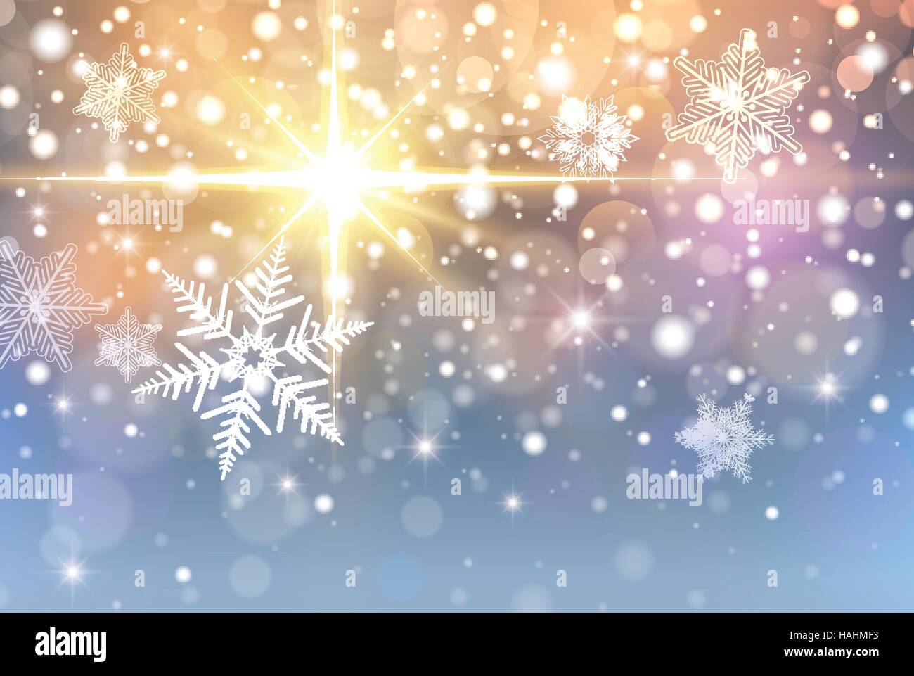 Christmas background with snowflakes, bokeh and lights - vector ...