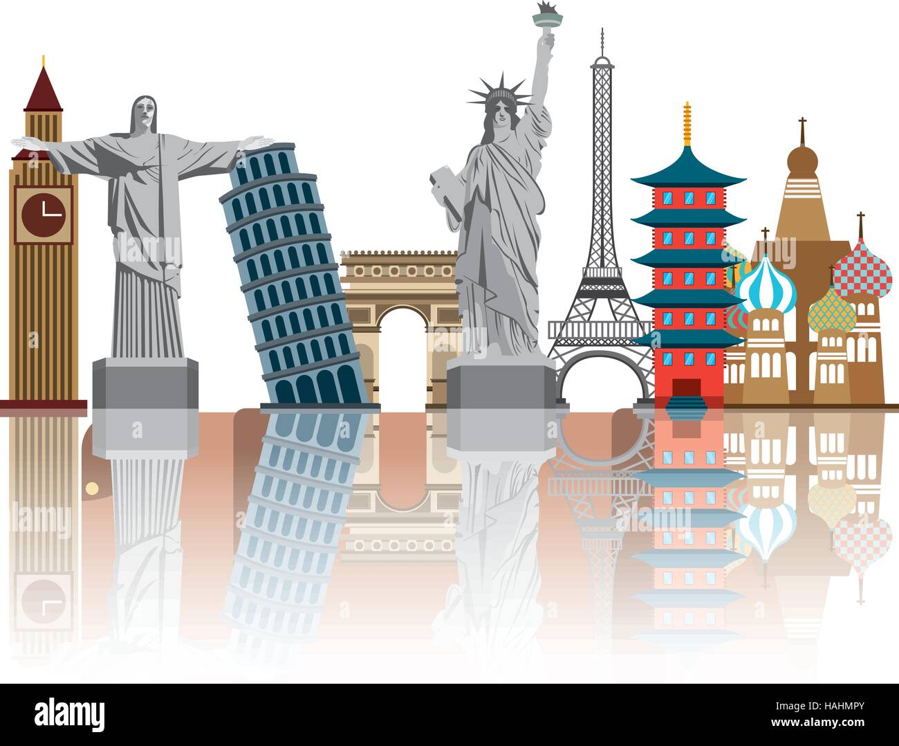 iconics monuments of the world over white background. colorful design ...