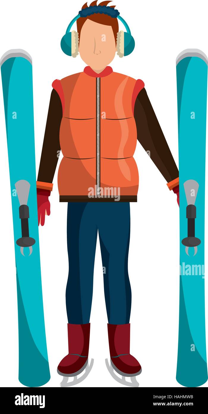 skier avatar with equipment vector illustration design Stock Vector ...