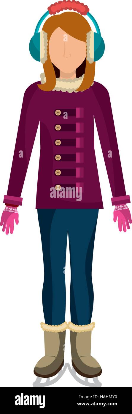 person character with winter clothes vector illustration design Stock ...