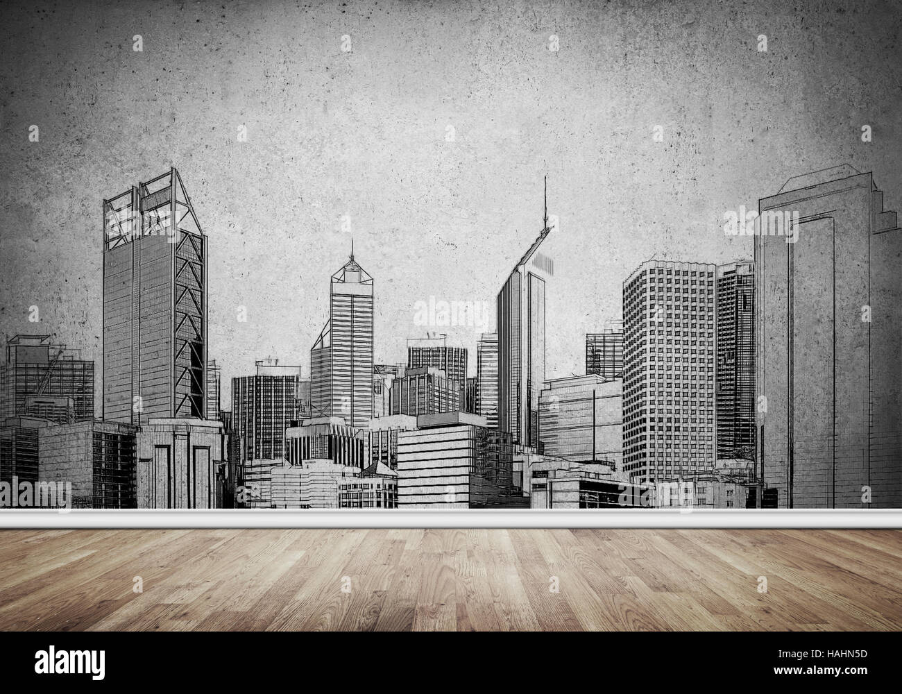 City design on wall Stock Photo - Alamy