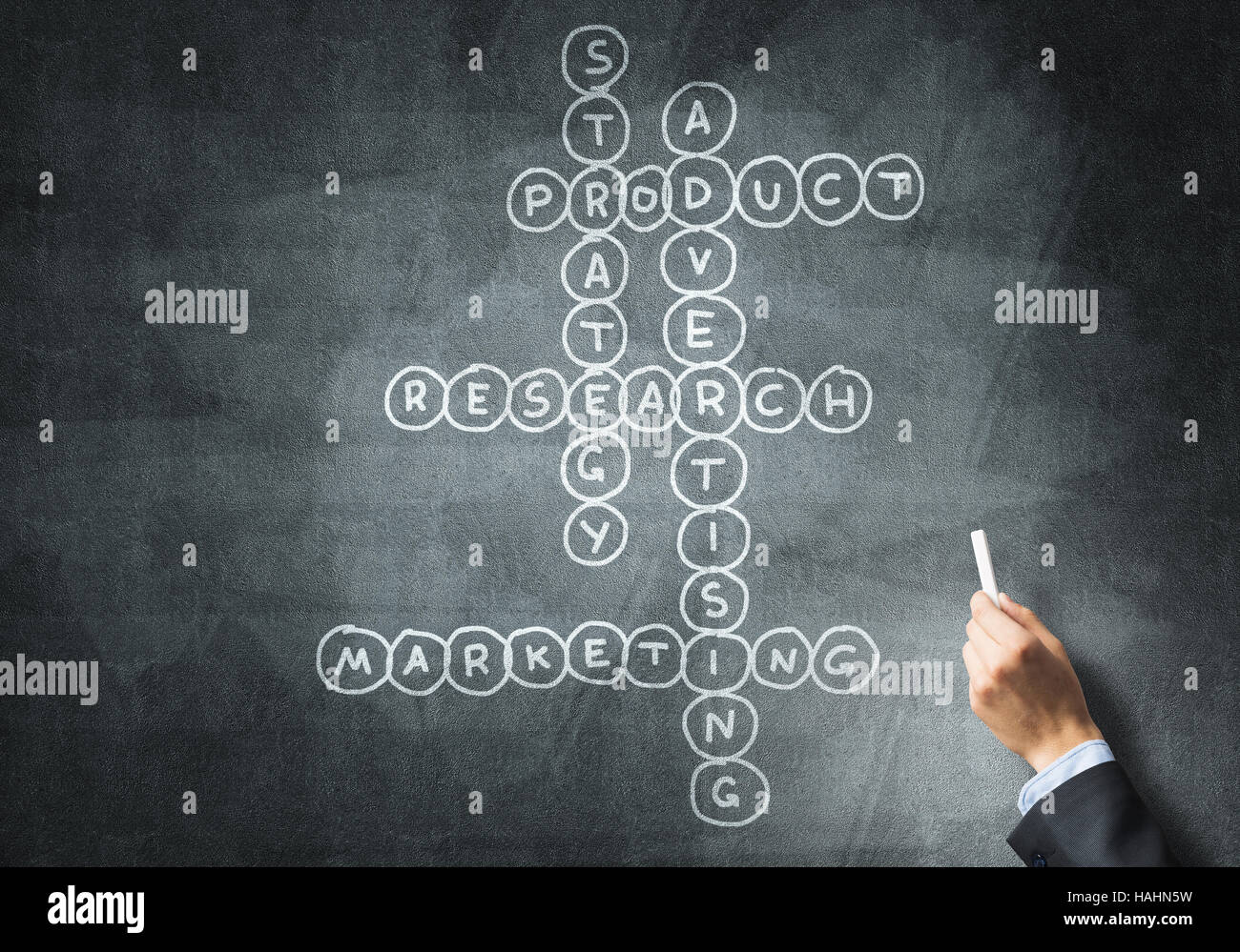 Seminar trainer draw on chalkboard Stock Photo - Alamy