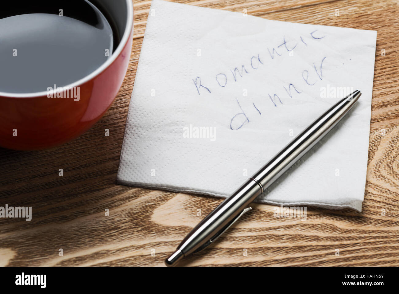 Romantic message written on napkin Stock Photo - Alamy
