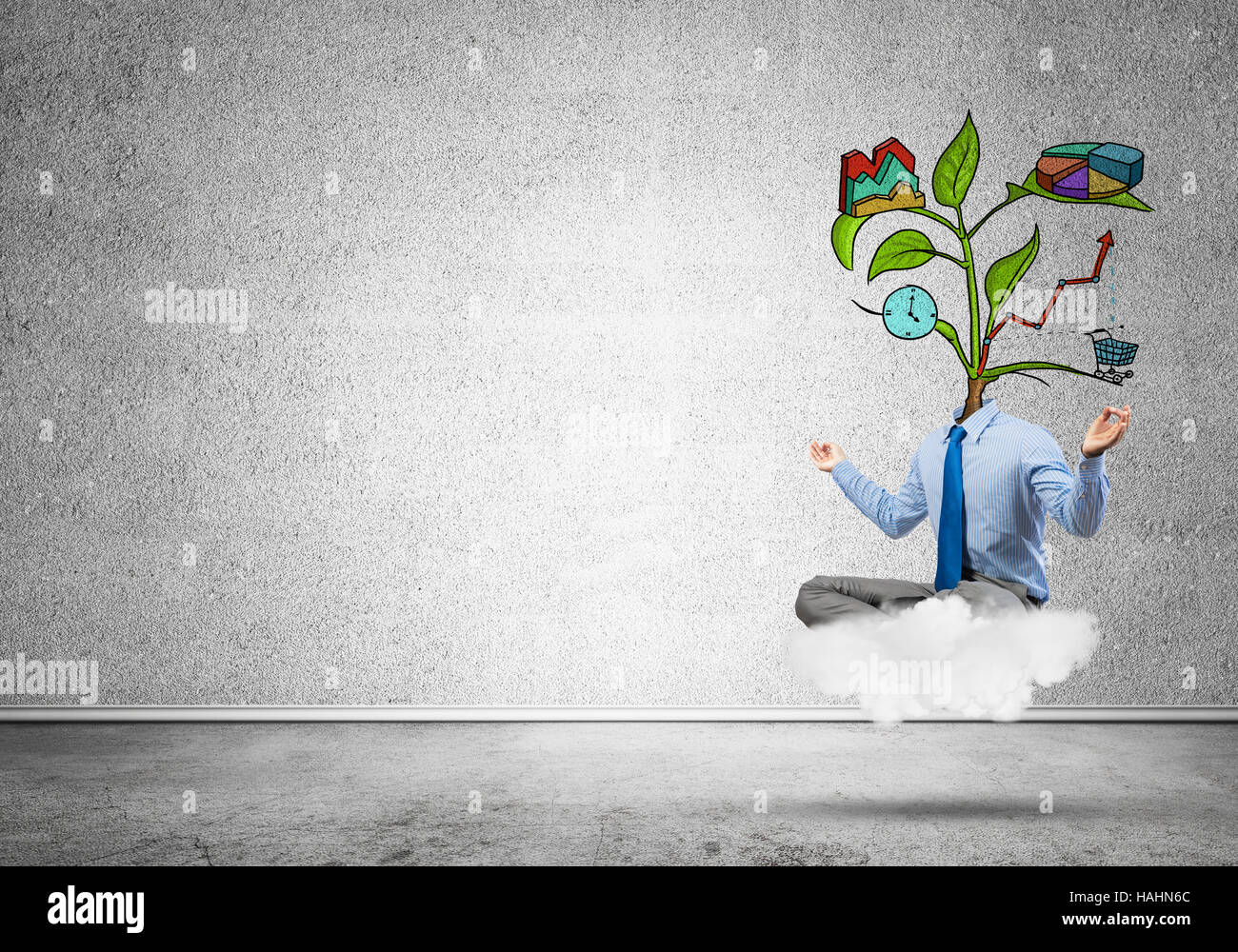 Headless businessman meditating Stock Photo - Alamy
