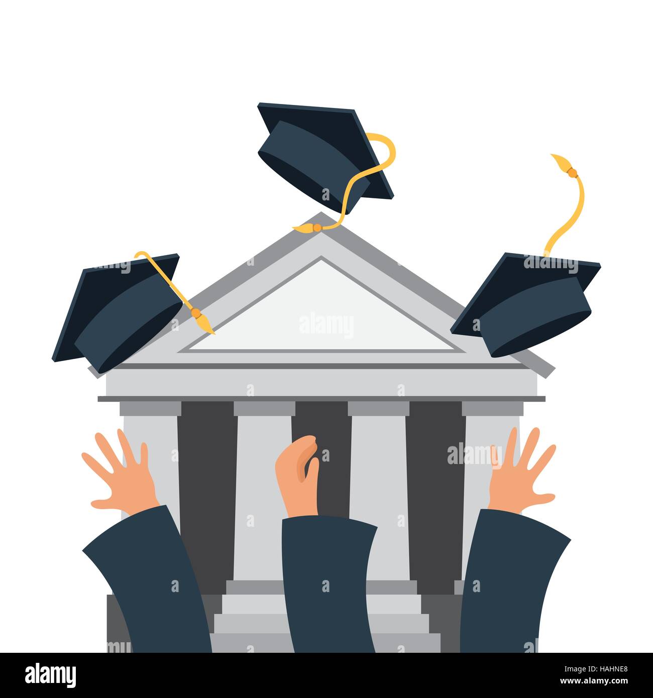 Graduation cap throwing hands vector hi-res stock photography and ...