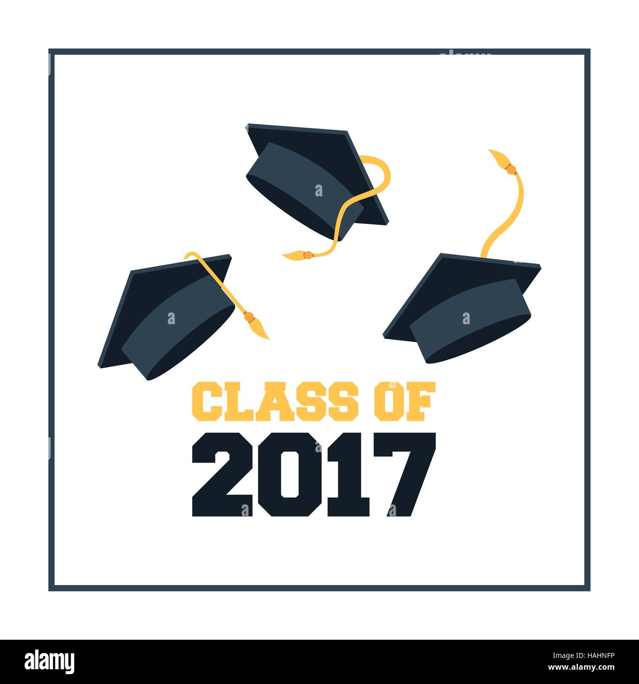gradutation hats iconsover white background. class of 2017 concept ...