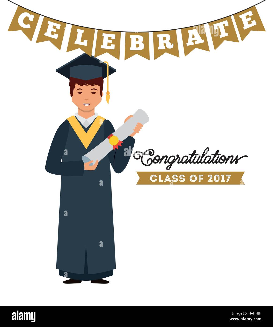 cartoon graduate man holding a diploma icon over white background ...
