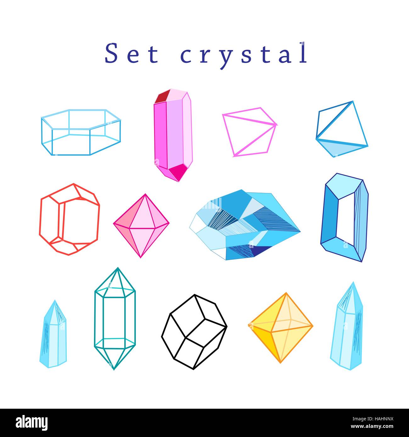 Vector set of multicolored crystals of different Stock Vector Image ...