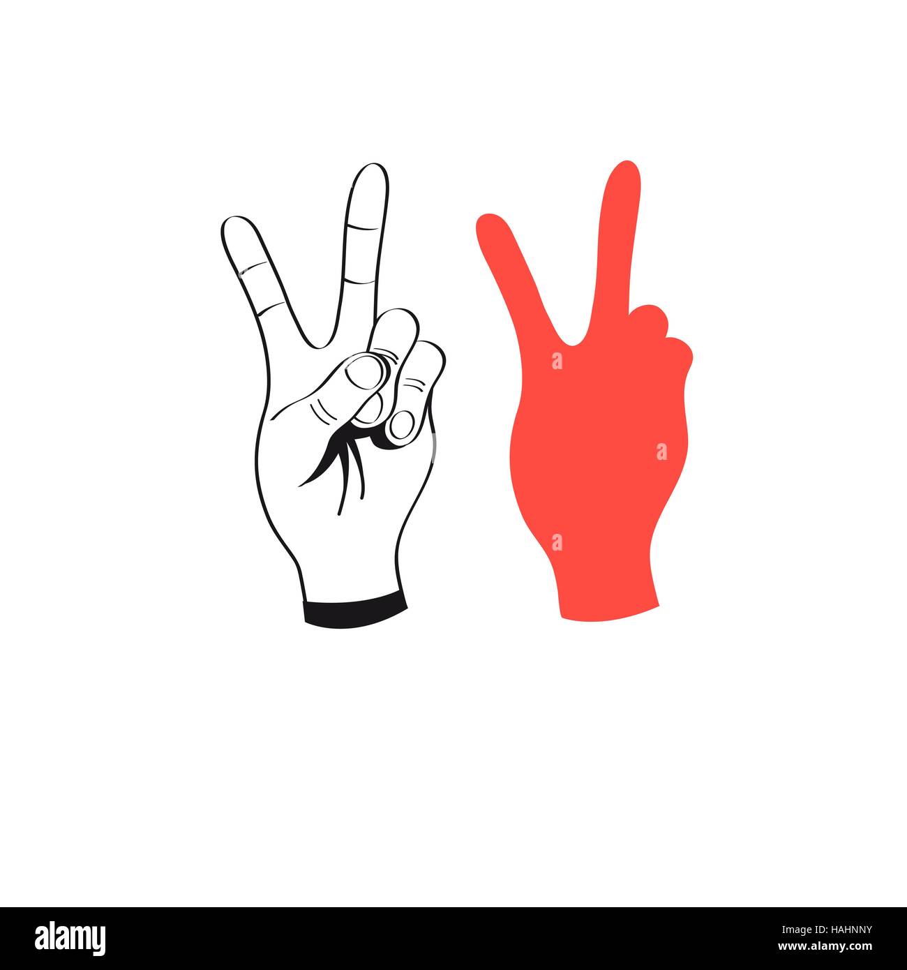 Vector illustration of hand victory on a white background Stock Vector ...