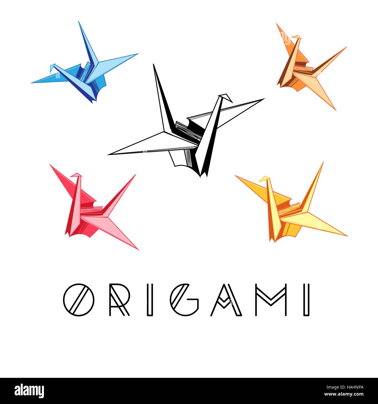 Paper origami birds vector drawing on a white background Stock Vector ...