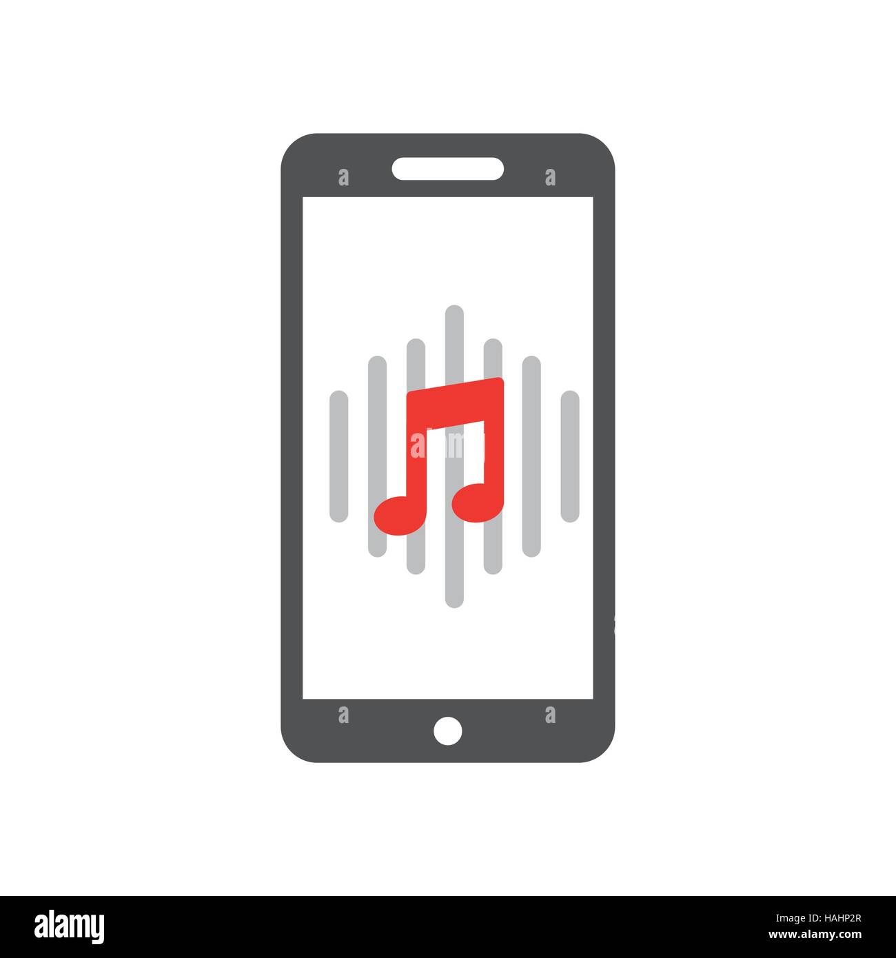 smartphone with musical note on screen over white background. colorful ...