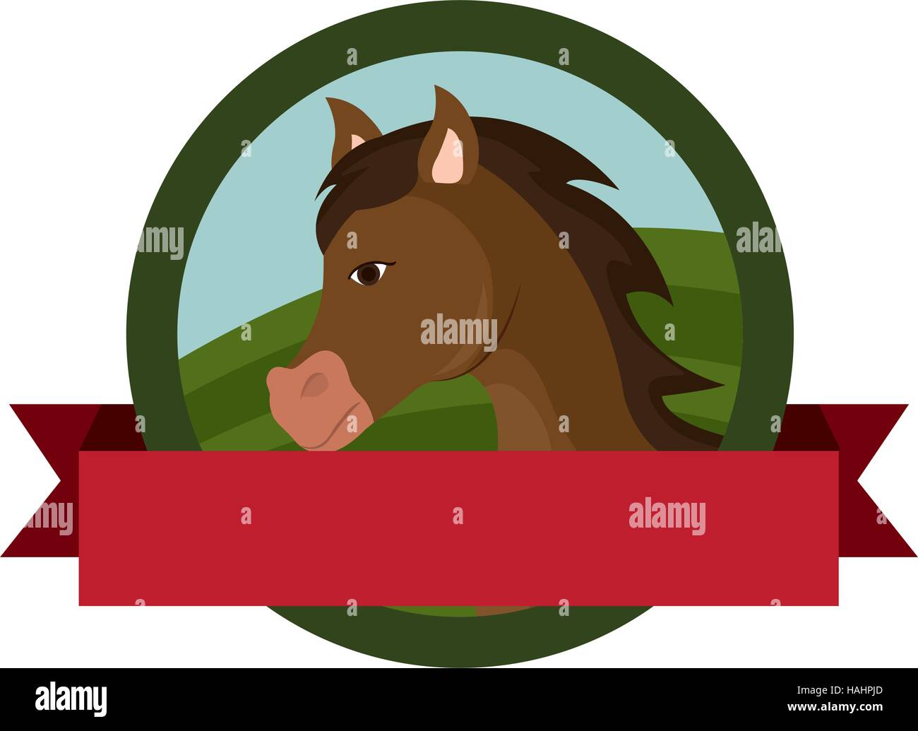 animal farm emblem with ribbon vector illustration design Stock Vector ...