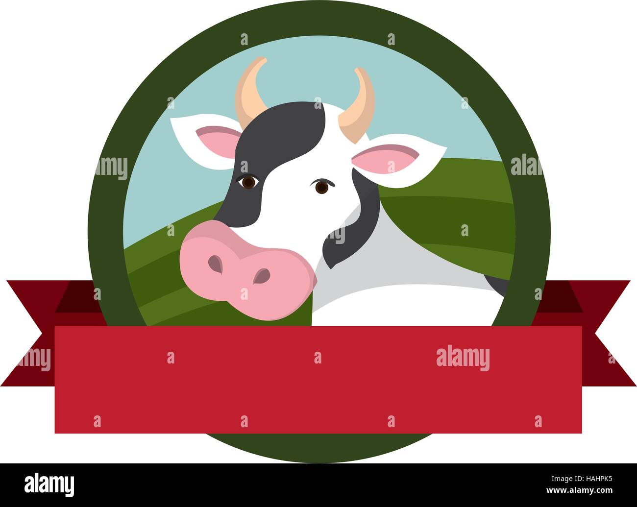 animal farm emblem with ribbon vector illustration design Stock Vector ...